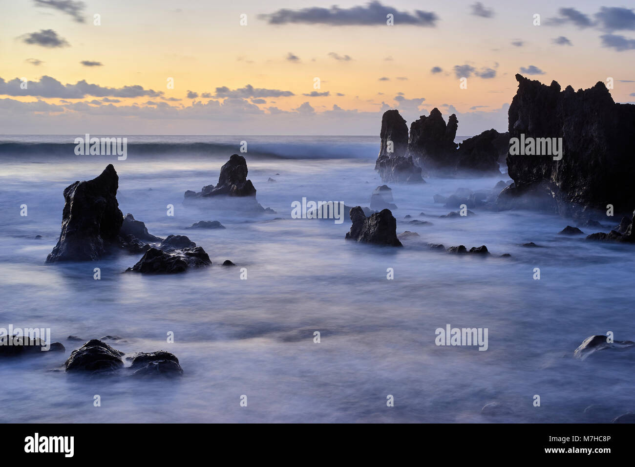 Lava rock formations on Playa de la Montana Bermeja beach, near El ...