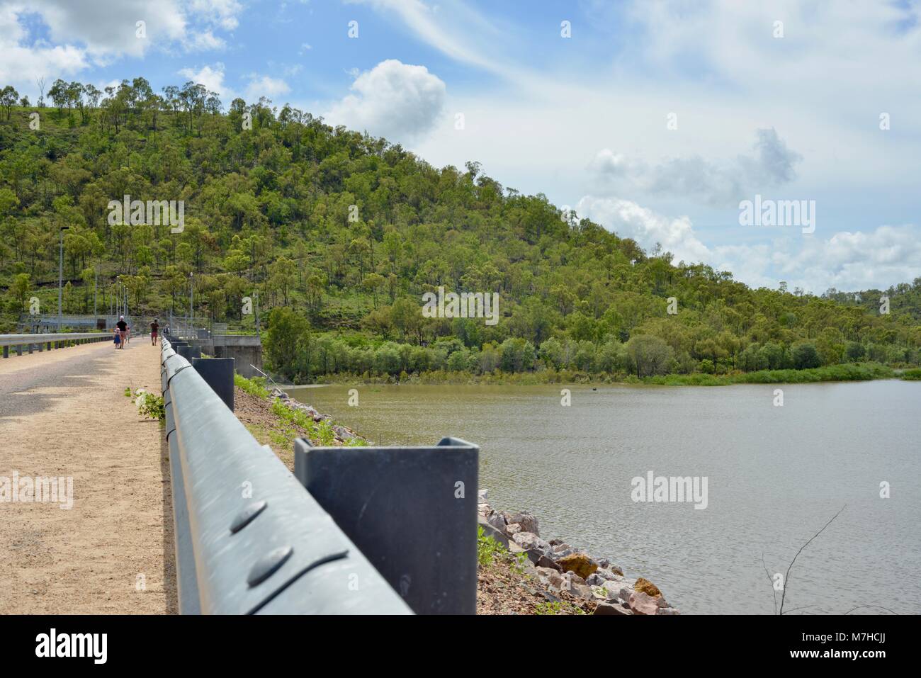 Road on the top of a dam wall, Ross River Dam, Ross Dam Access, Kelso ...