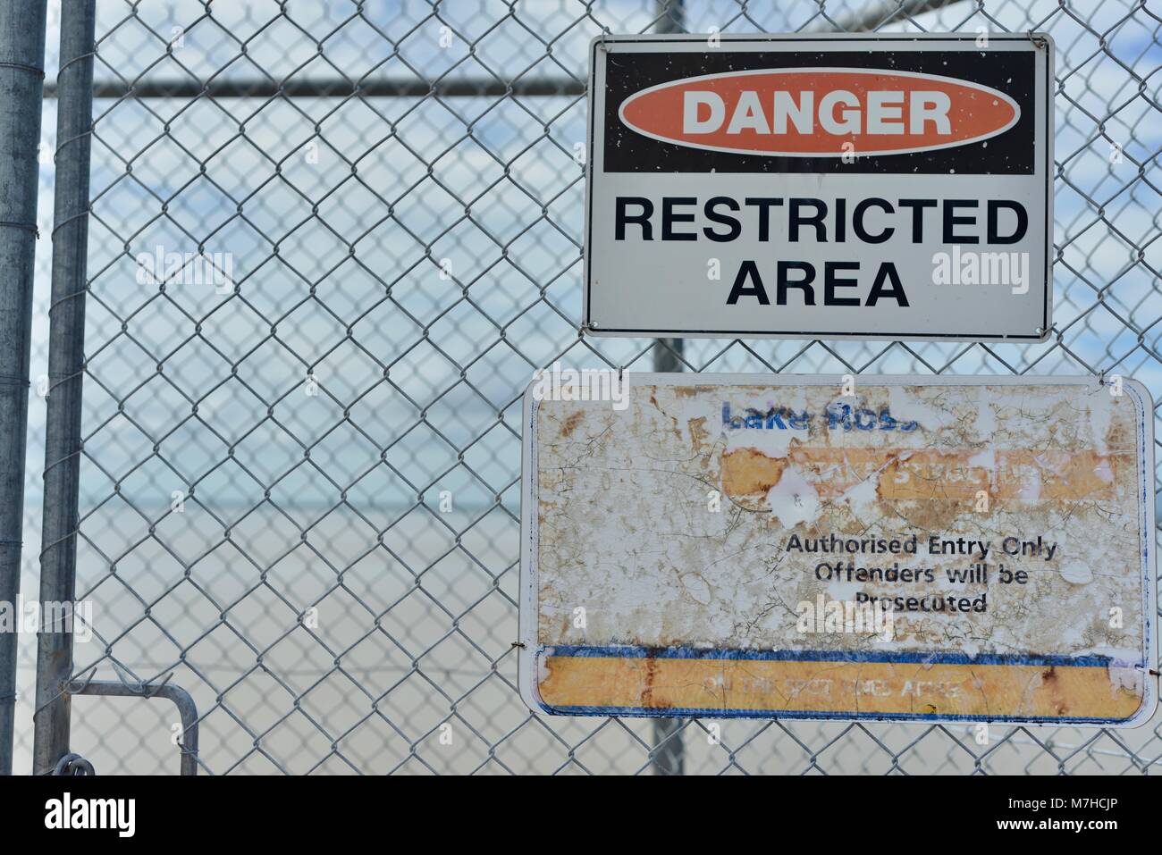 Danger restricted area signage, Ross River Dam, Ross Dam Access, Kelso ...