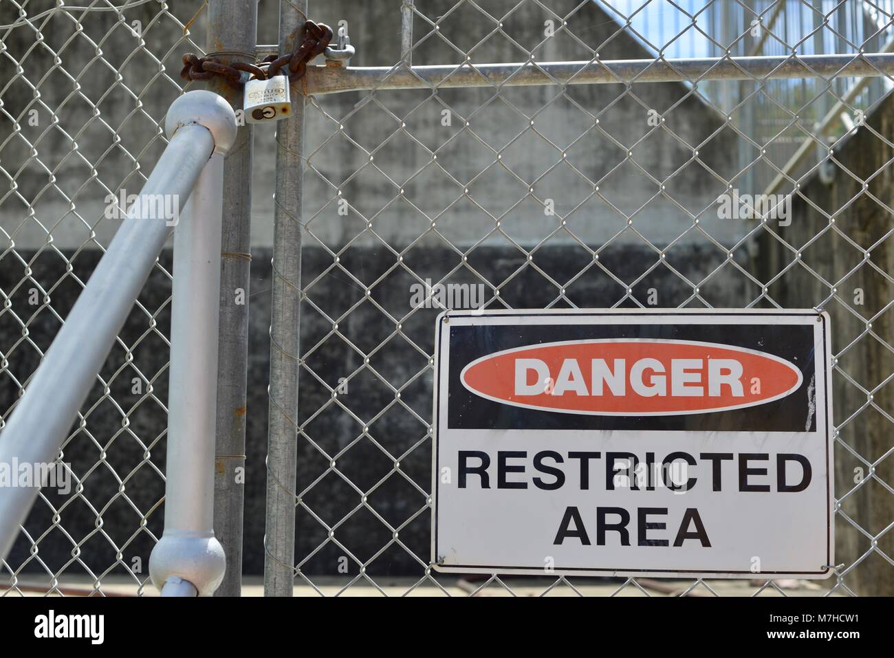 Treacherous unsafe area to untrained personnel with chain lock and ...