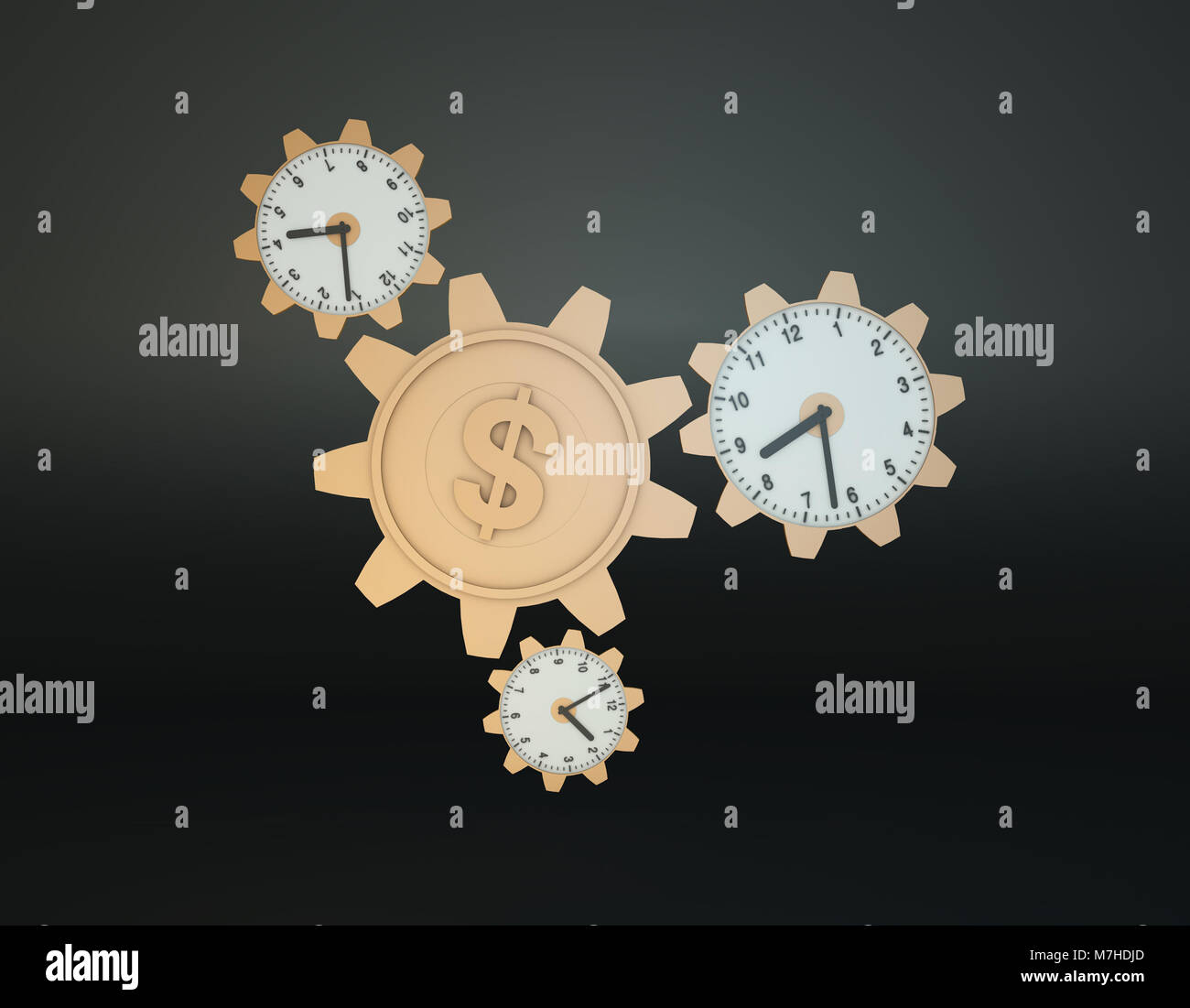 Time and gear currency symbol, time is money, accumulation of wealth ...