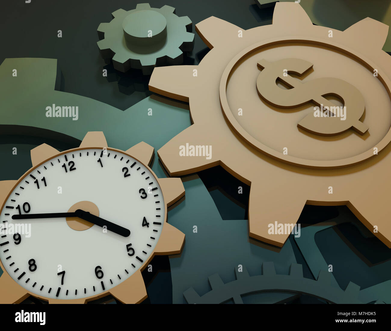 Time and gear currency symbol, time is money, accumulation of wealth ...