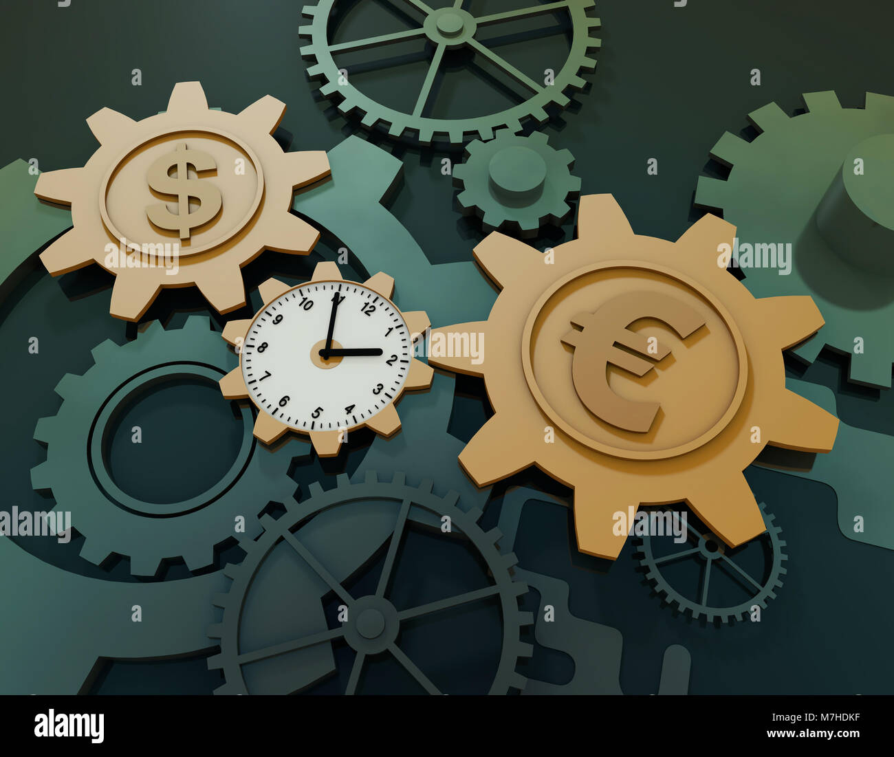 Time and gear currency symbol, time is money, accumulation of wealth ...