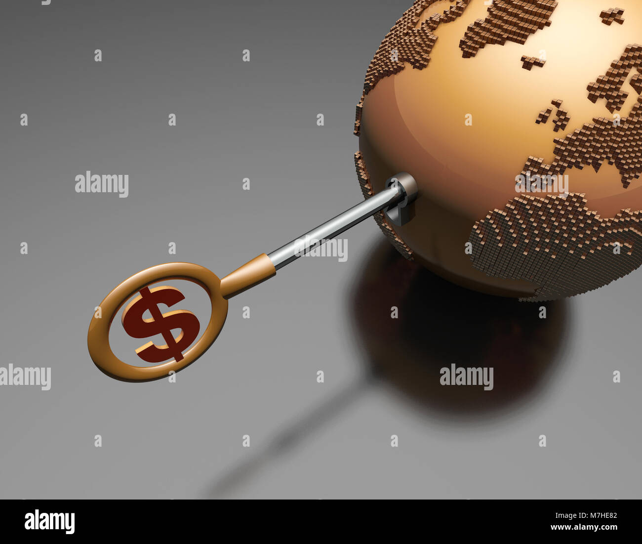 Earth and currency financial keys, representing economic development ...