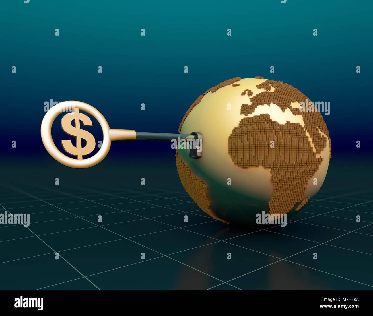 Earth and currency financial keys, representing economic development ...