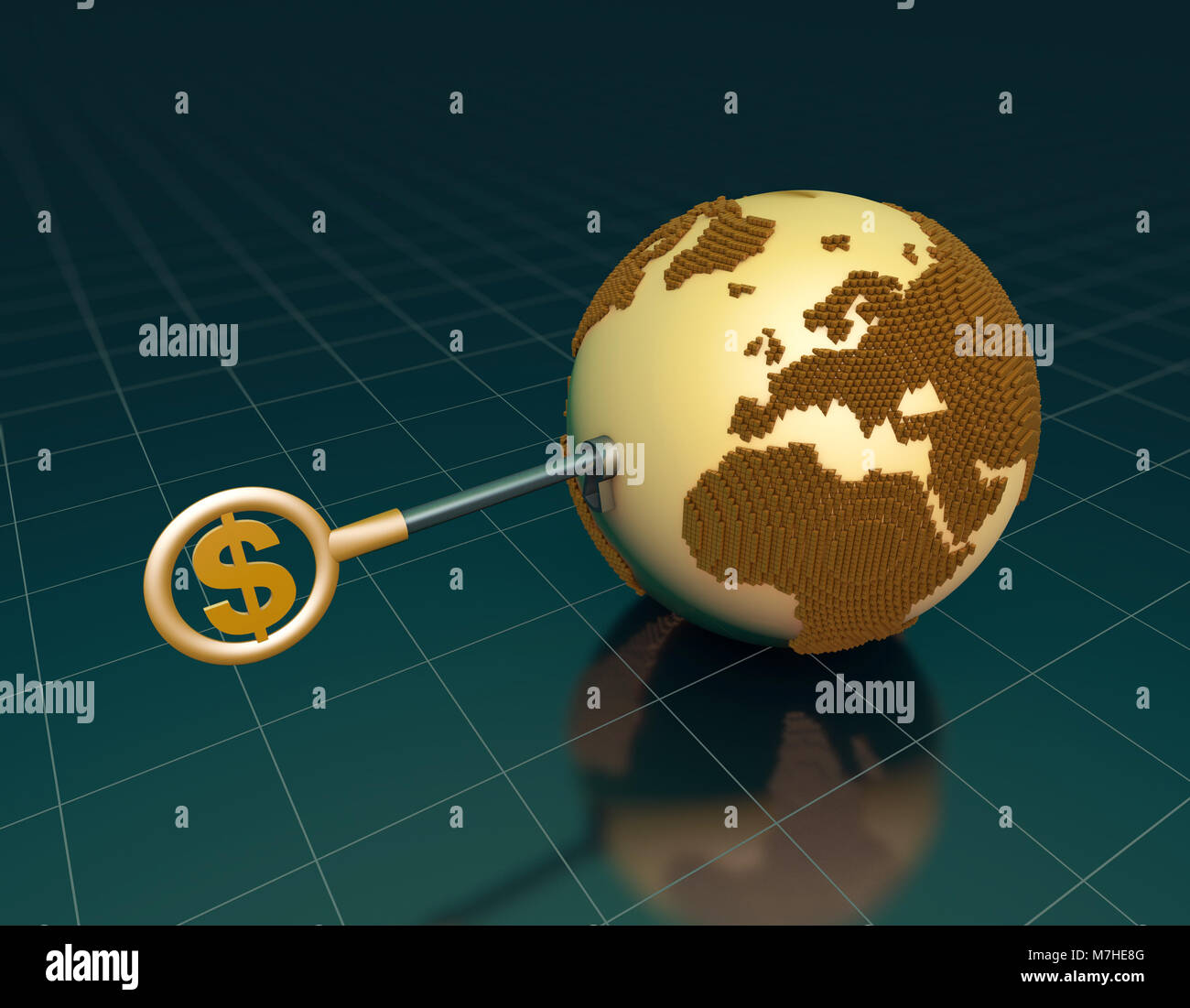 Earth and currency financial keys, representing economic development ...