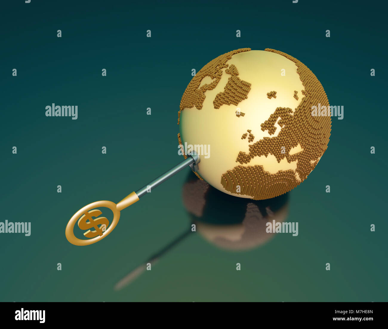 Earth and currency financial keys, representing economic development ...