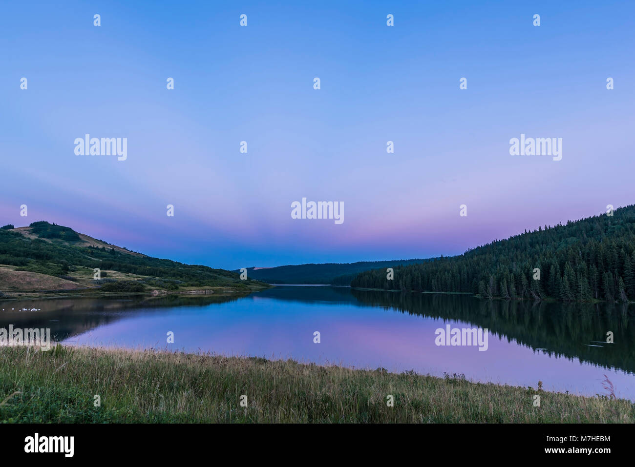 Earth's shadow and anti-crepuscular rays at Reesor Lake, Canada Stock ...