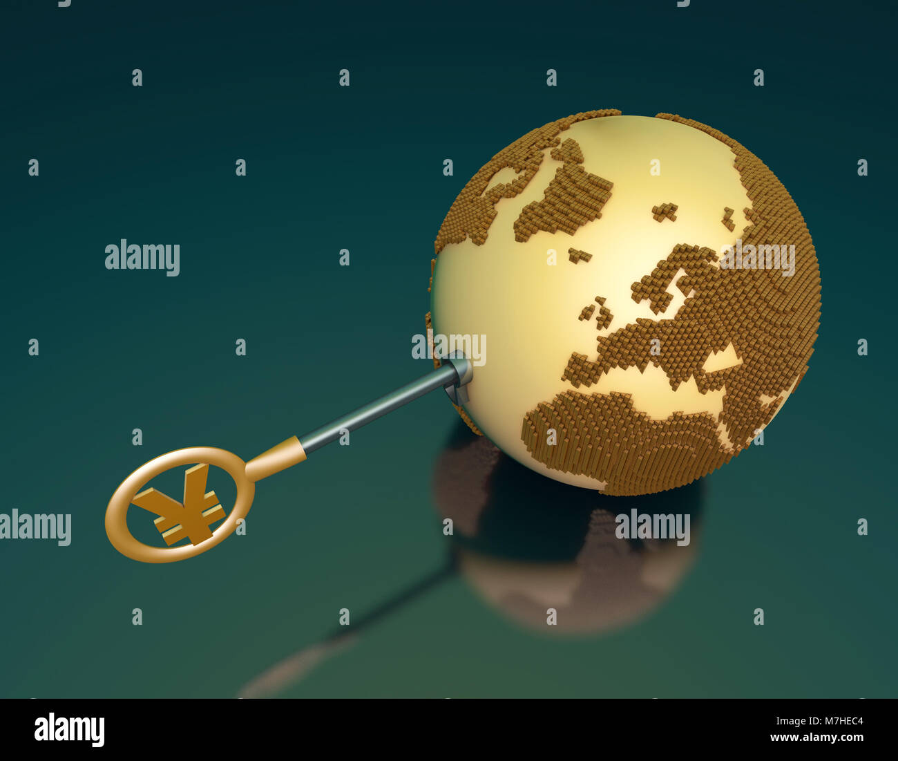 Earth and currency financial keys, representing economic development ...