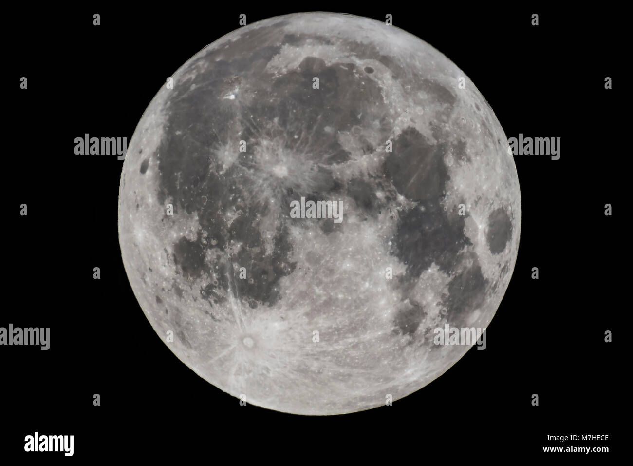 Close-up of the Harvest Full Moon Stock Photo - Alamy