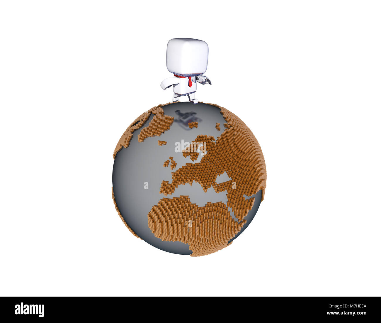 Little man walking on earth Stock Photo - Alamy