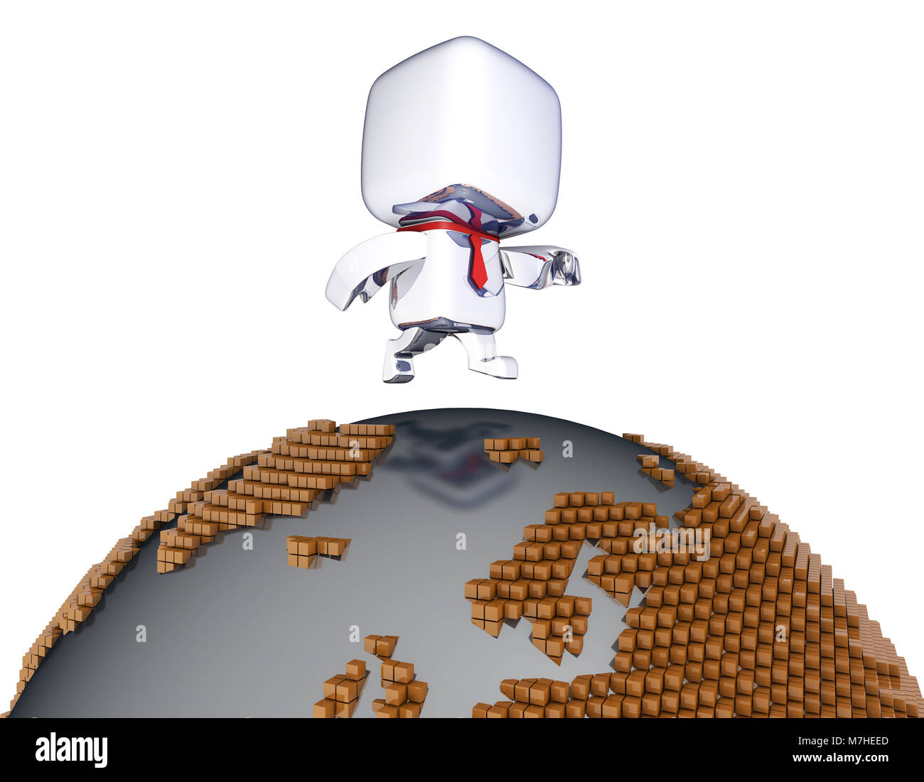 Little man walking on earth Stock Photo - Alamy