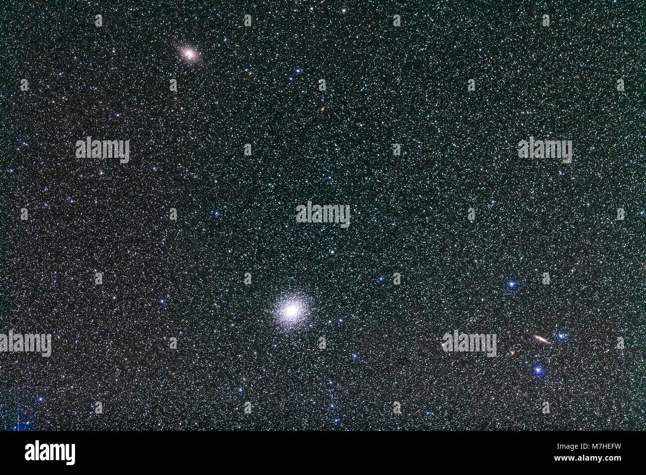 A galactic star scene with Omega Centauri, NGC 5128 and NGC 4945 Stock ...