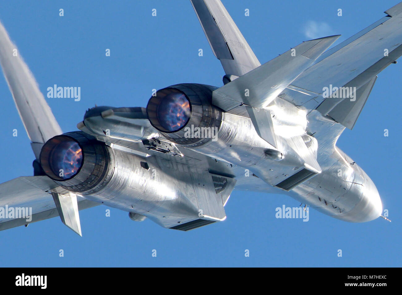 Rear view of a Su-30SM jet fighter of the Russian Air Force Stock Photo ...