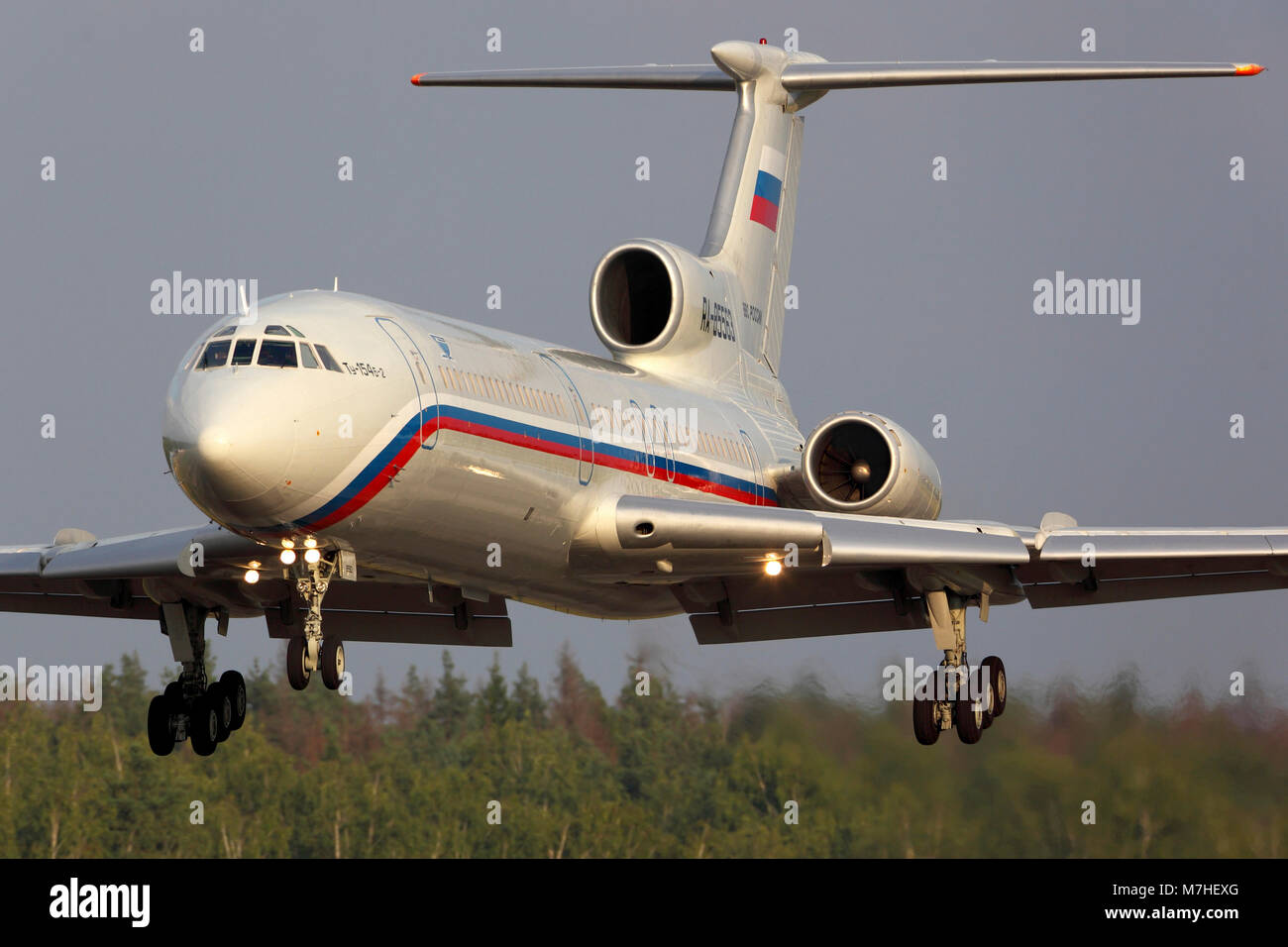 Tu-154B-2 airliner of the Russian Air Force landing, Chkalovsky, Russia ...