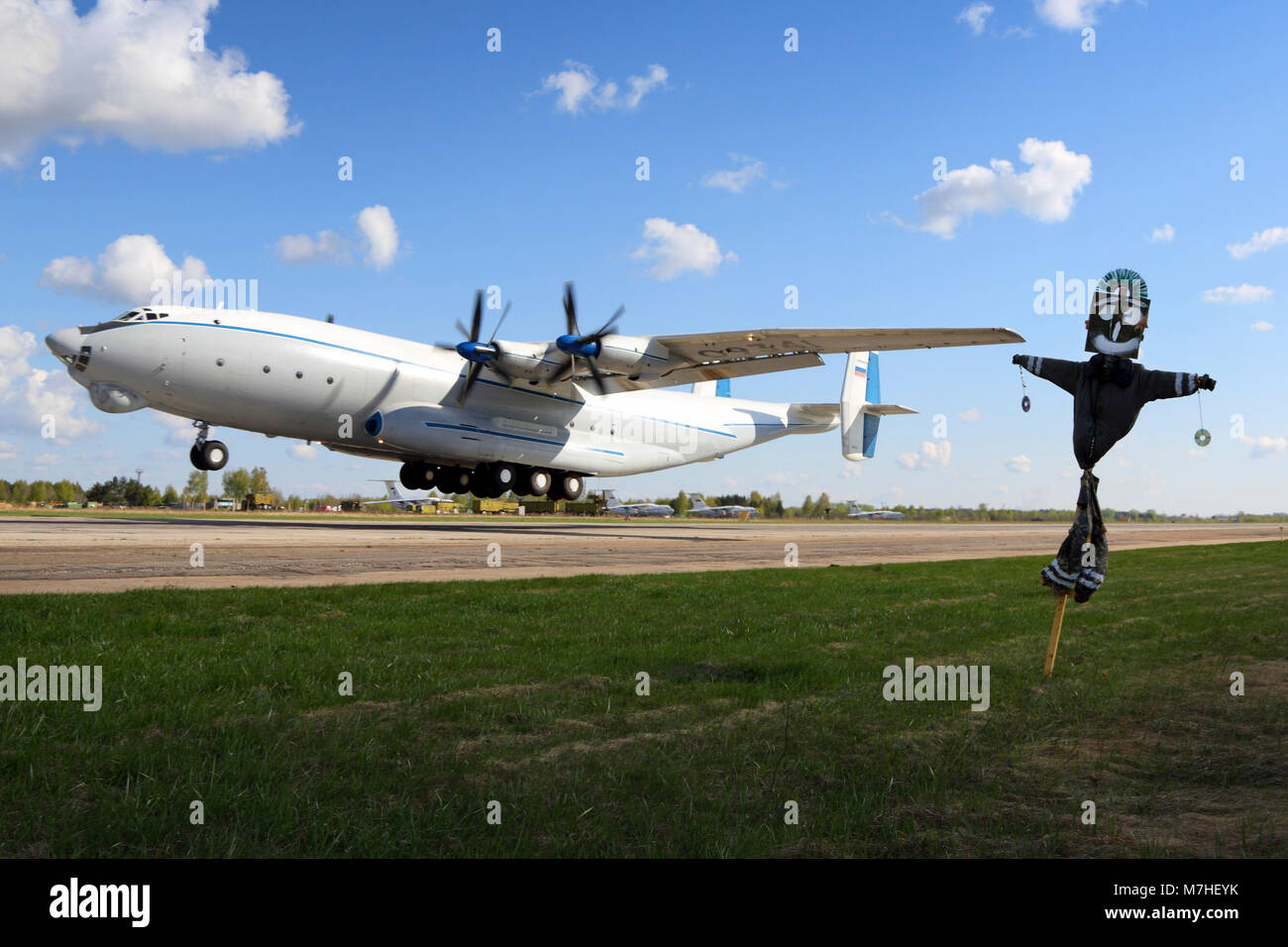An-22 Antei heavy transport aircraft of the Russian Air Force taking ...