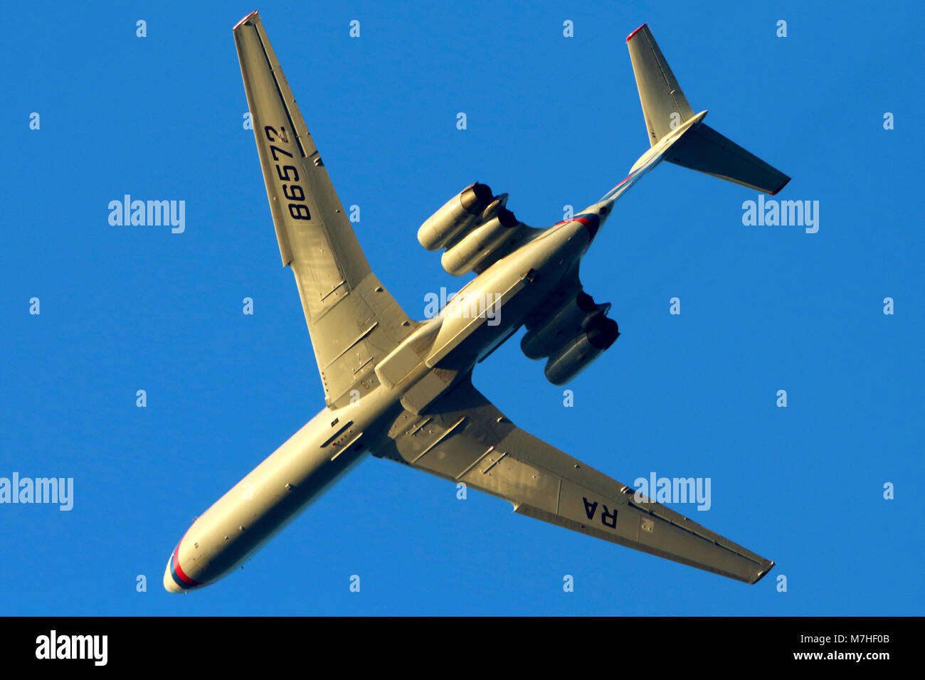 IL-62M airliner of the Russian Air Force landing, Chkalovsky, Russia ...