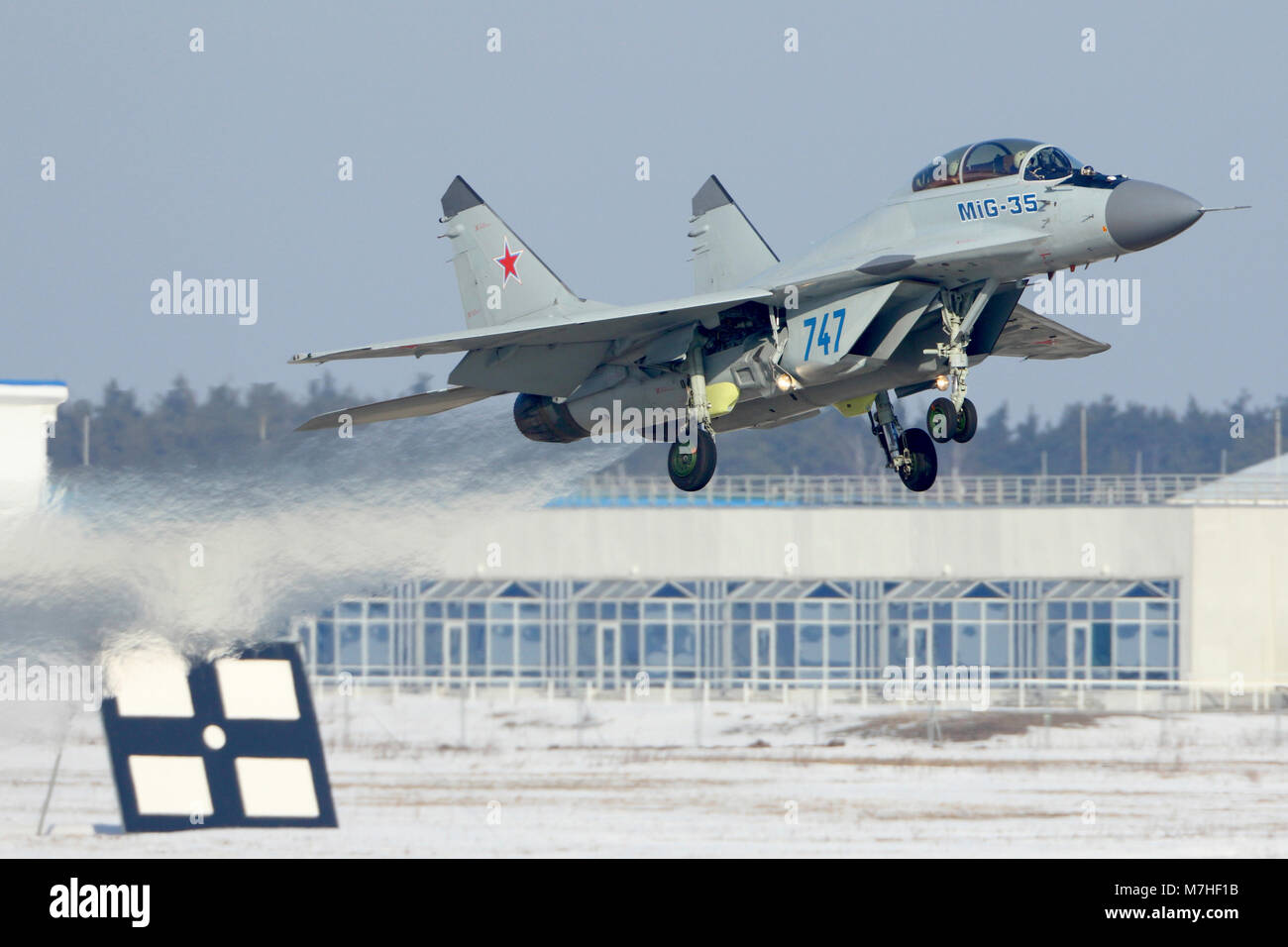 MiG-35 jet fighter of the Russian Air Force taking off, Zhukovsky ...