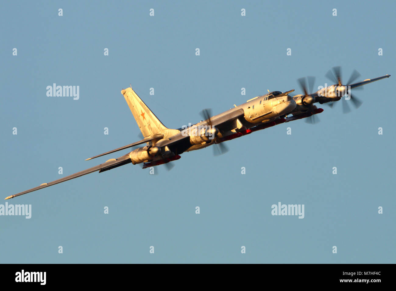 Tu-95MSM strategic bomber with X-101 missiles performing test flight ...