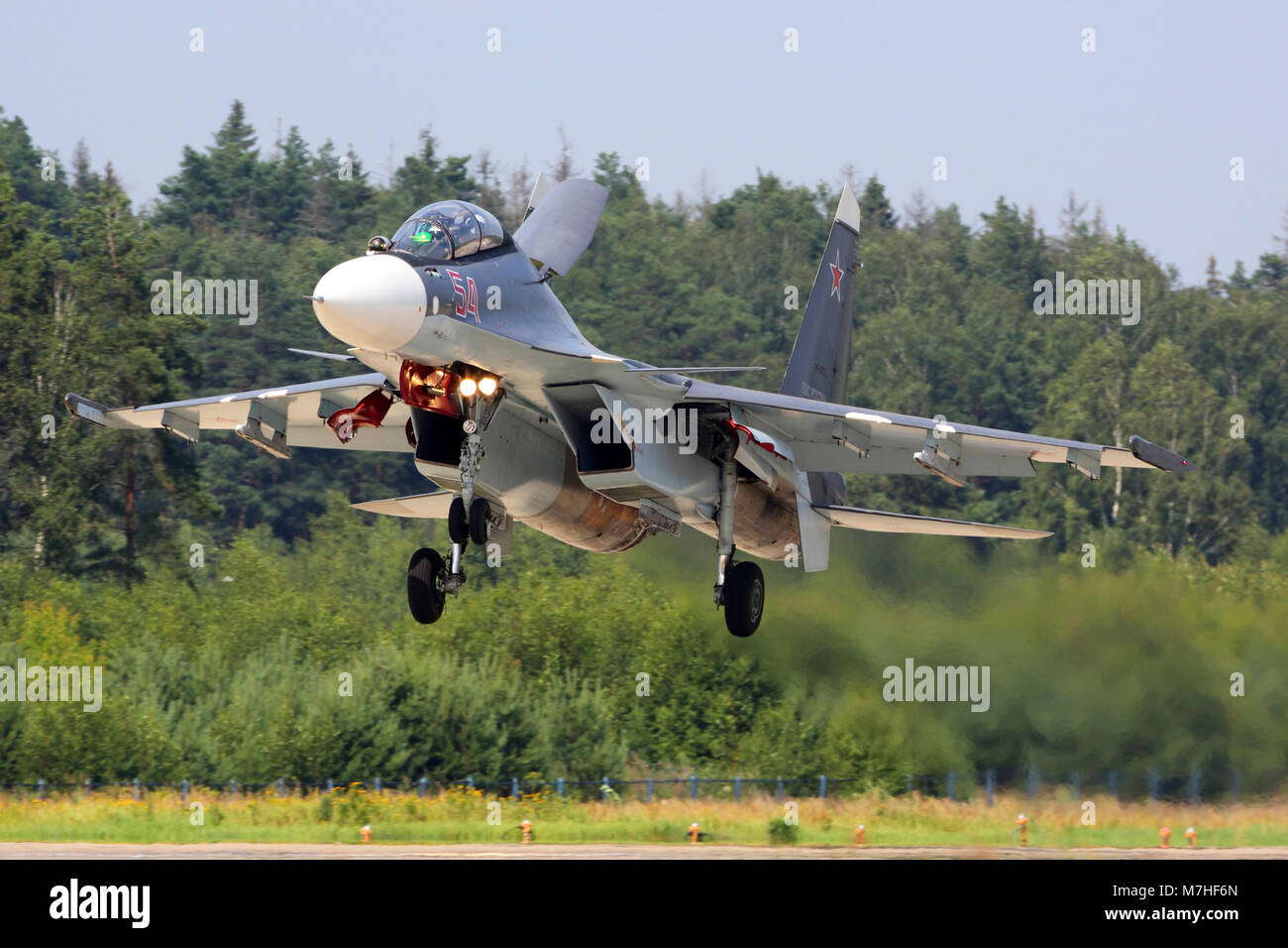 Su-30SM jet fighter of Russian Air Force landing, Kubinka, Russia Stock ...
