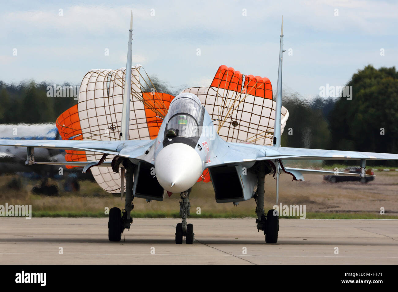 Su-30SM jet fighter of Russian Air Force taxiing after landing Stock ...