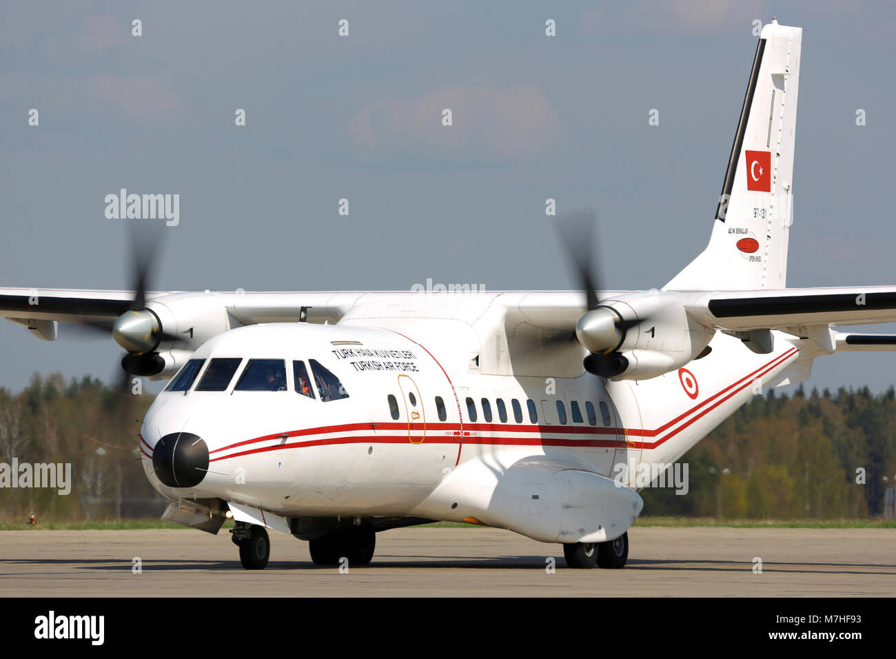 C-235 transport airplane of Turkish Air Force landing, Kubinka, Russia ...