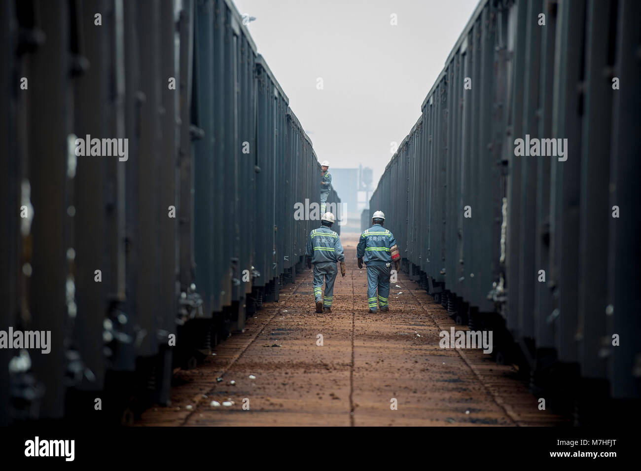 Iron Ore stockpile storage on the docks in Tianjin Port China Stock ...
