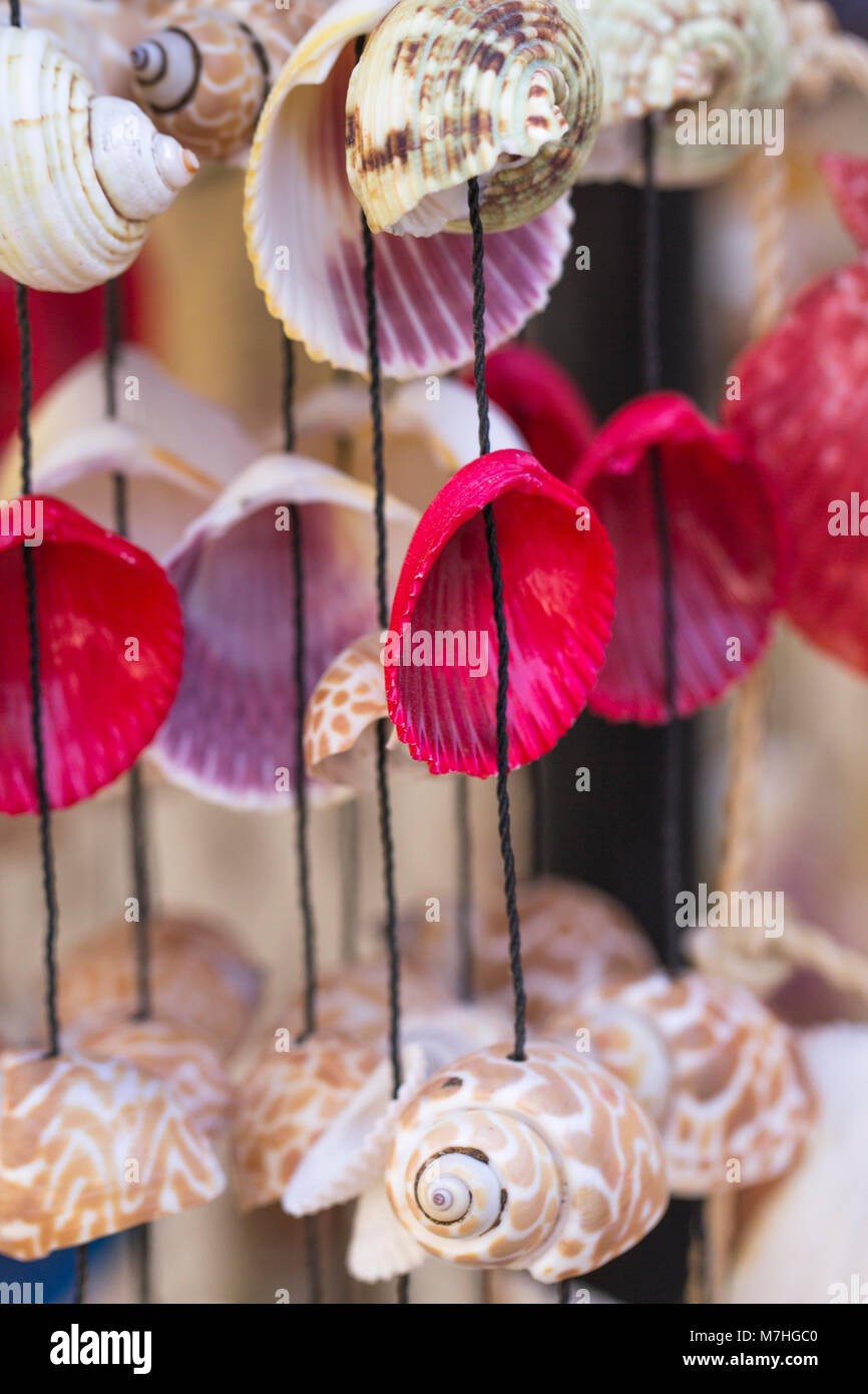 Portuguese souvenirs in the form of sea shells sold in Albufeira Stock ...