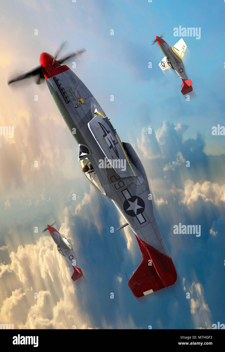 Tuskegee airmen flying their P-51 Mustangs Stock Photo - Alamy