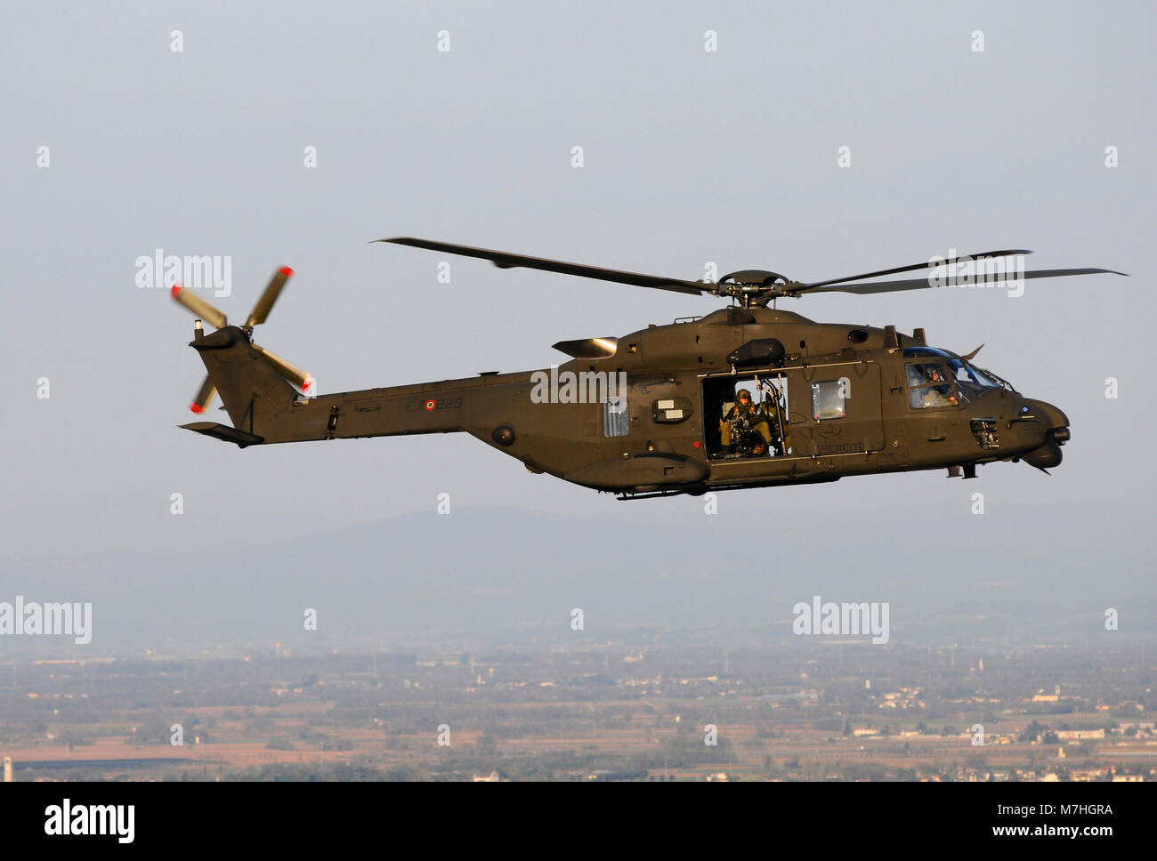 NH-90 Italian Army helicopter taken in-flight during a training mission ...