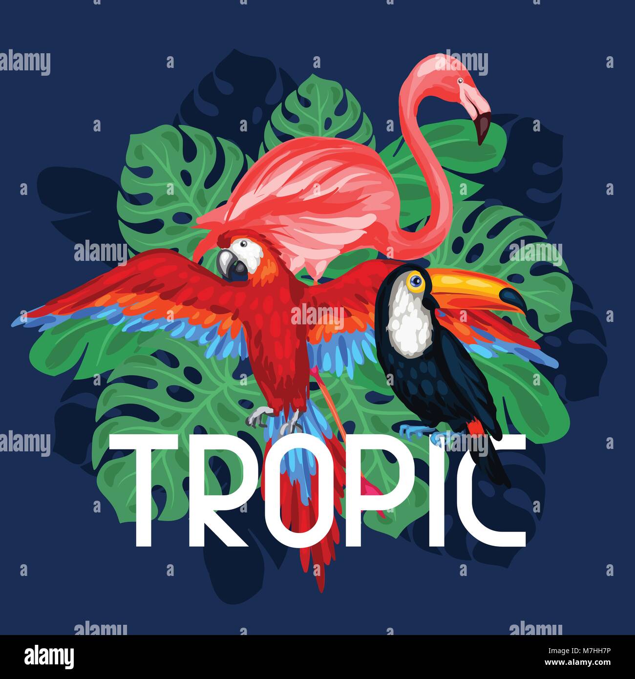 Tropical birds print design with palm leaves Stock Vector Image & Art ...