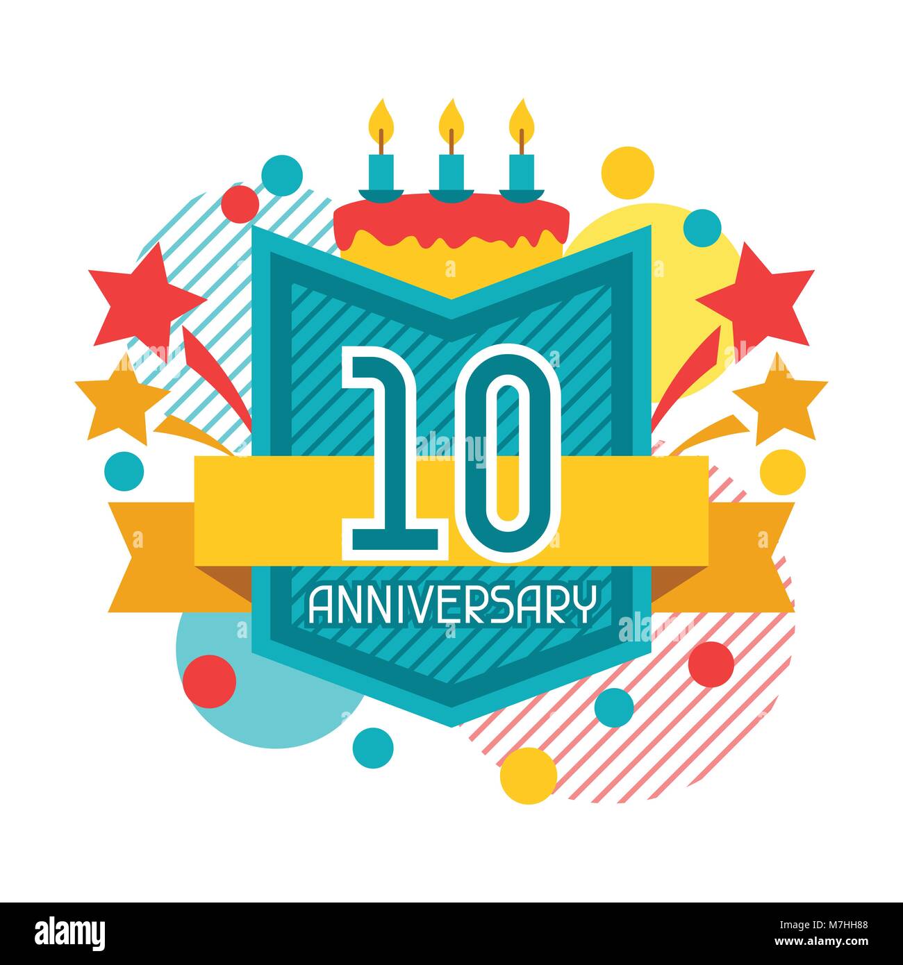 Anniversary abstract background with ribbon and decorative elements ...