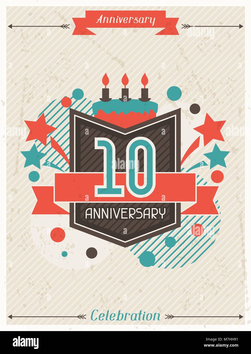 Anniversary abstract background with ribbon and decorative elements ...