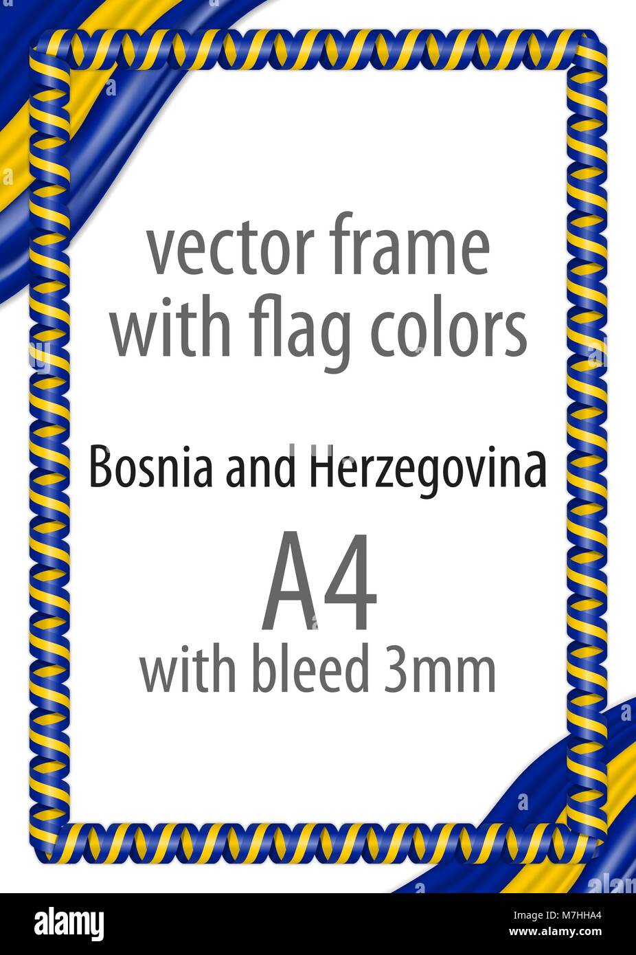 Frame and border of ribbon with the colors of the Bosnia and ...