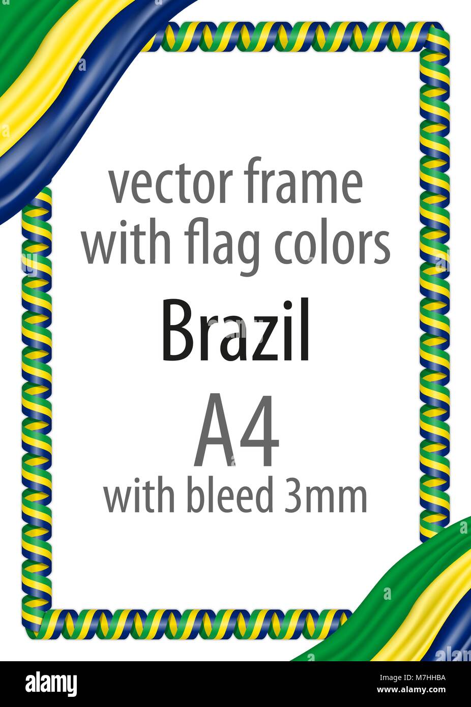 Frame and border of ribbon with the colors of the Brazil flag Stock ...