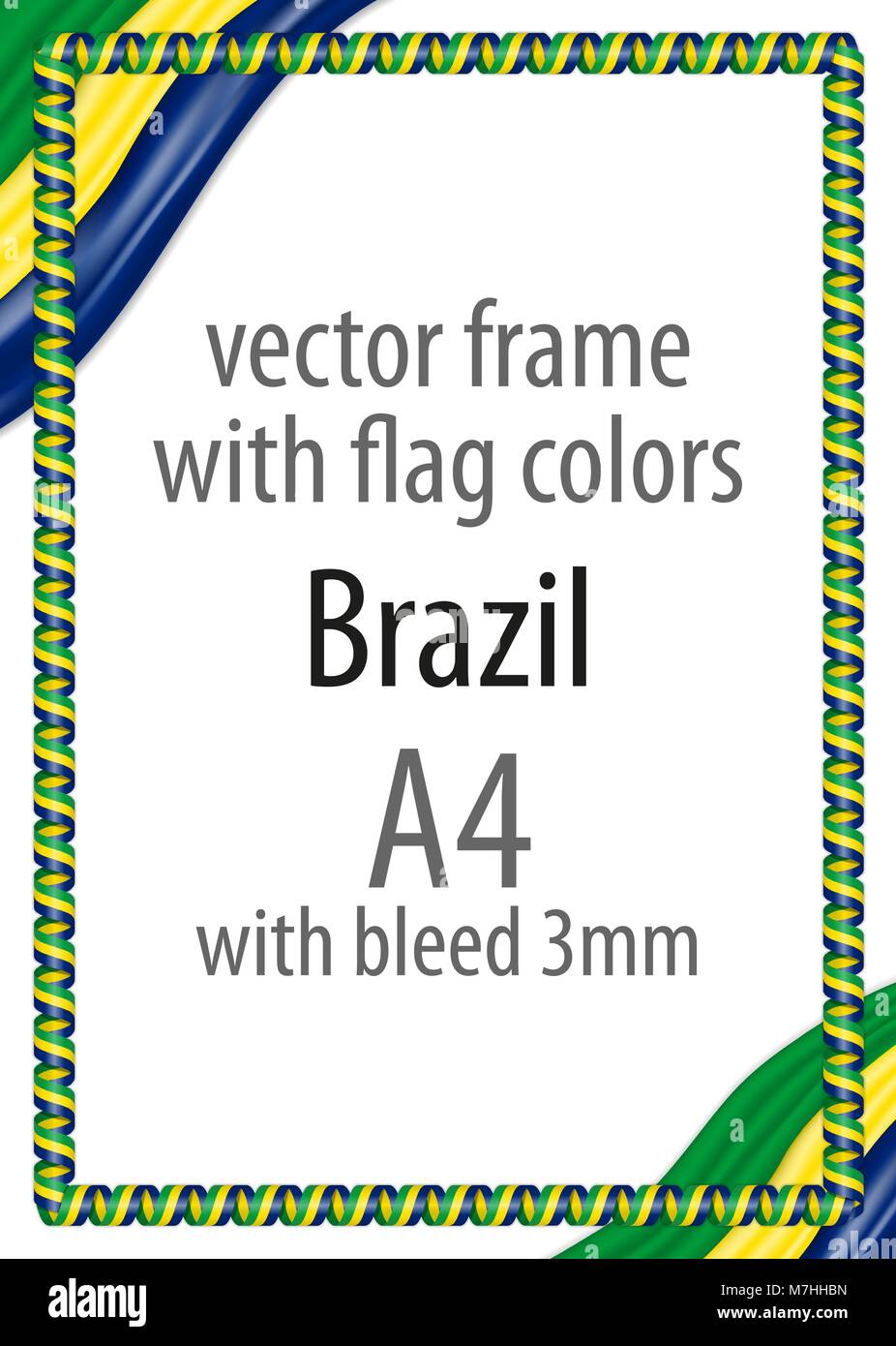 Frame and border of ribbon with the colors of the Brazil flag Stock ...
