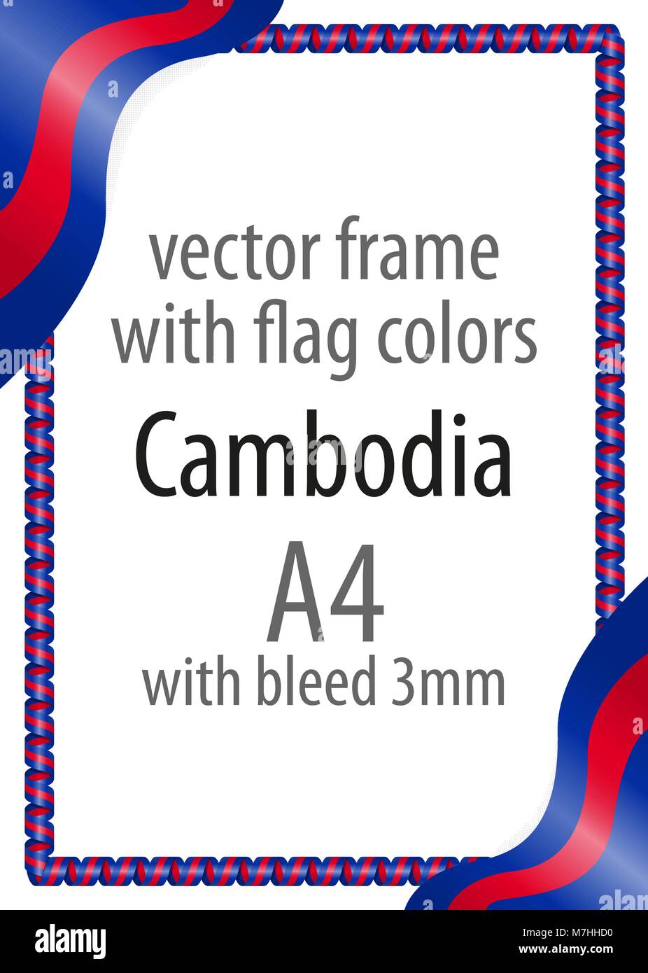 Frame and border of ribbon with the colors of the Cambodia flag Stock ...