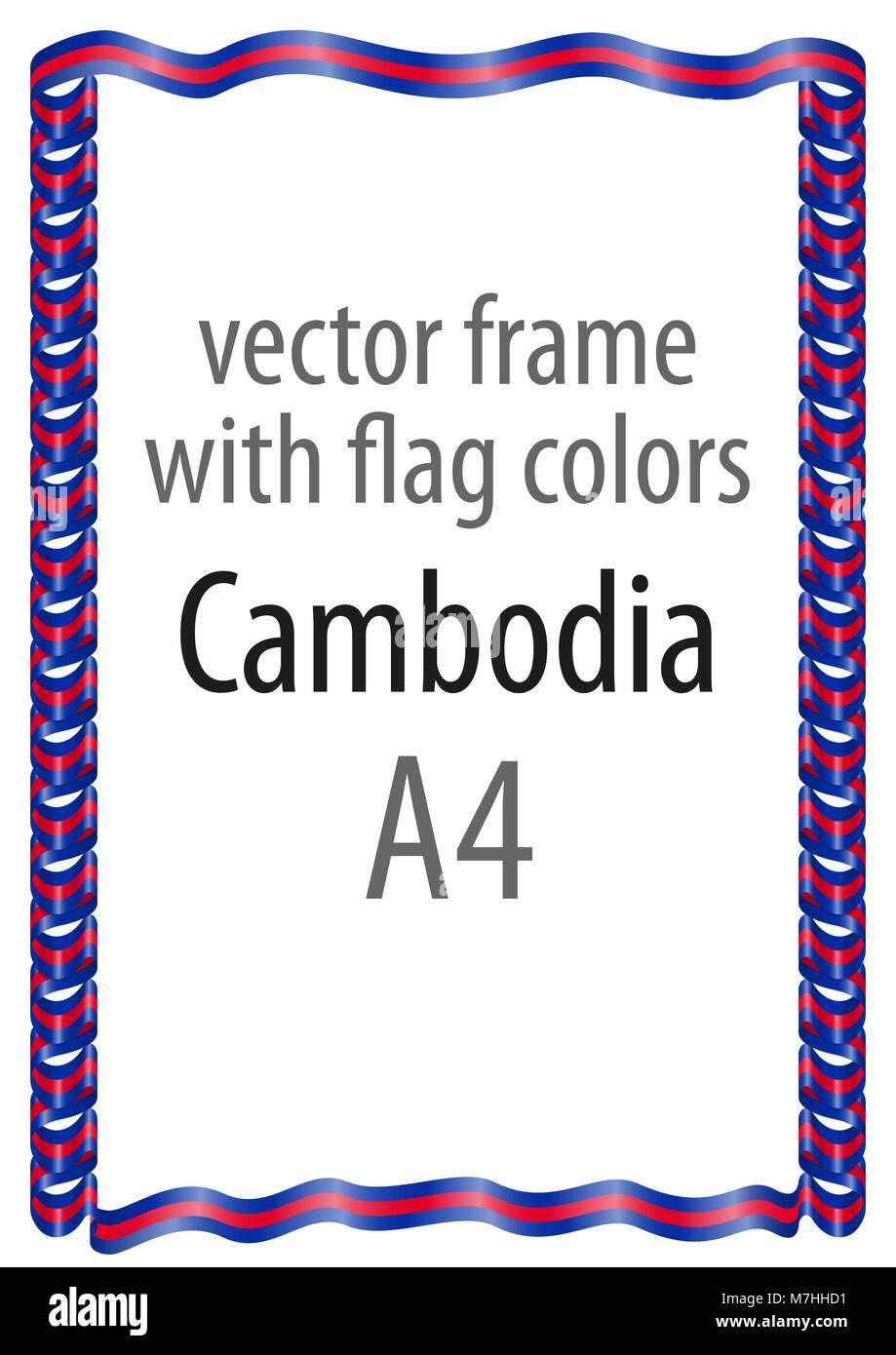 Frame and border of ribbon with the colors of the Cambodia flag Stock ...
