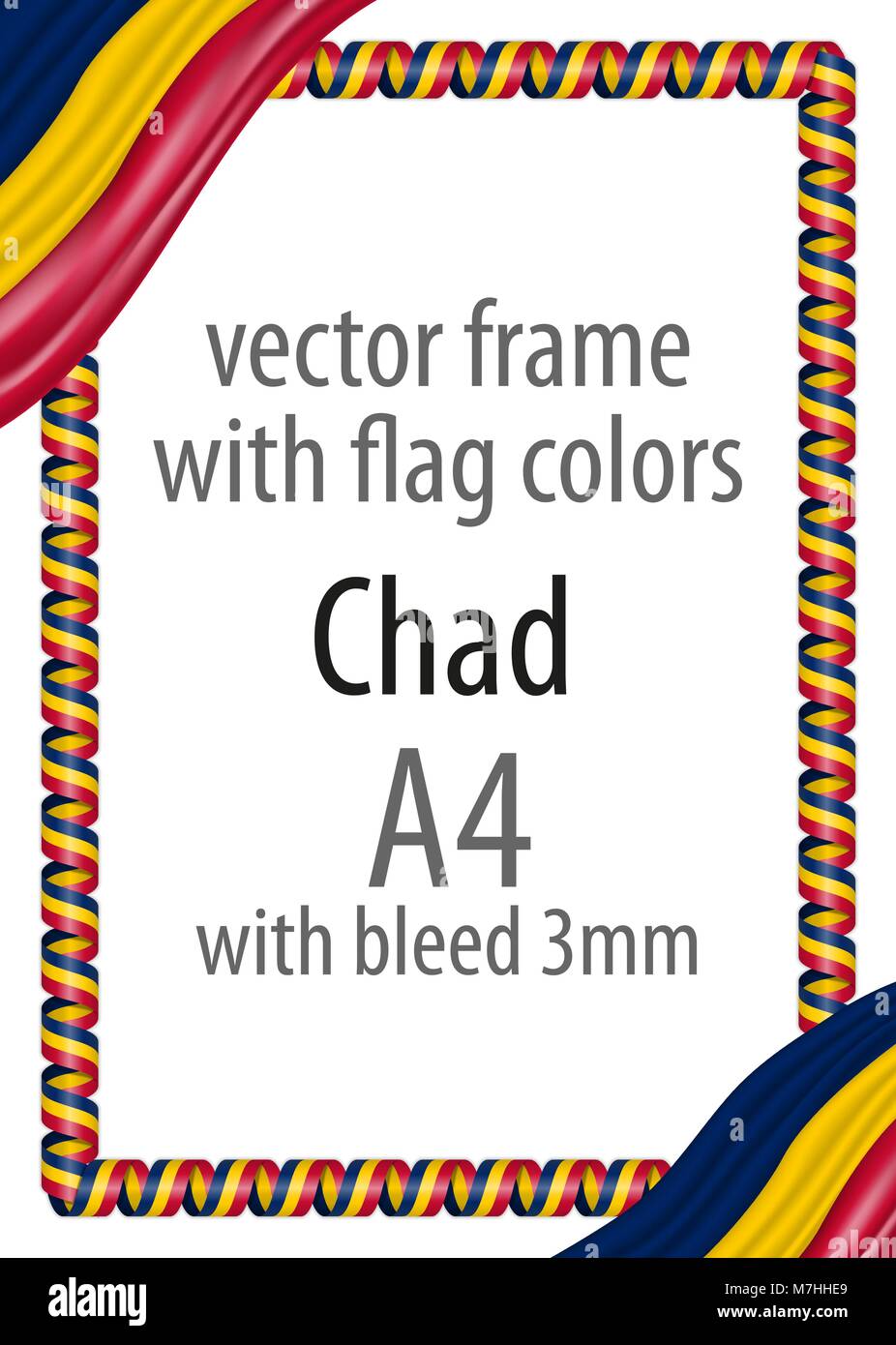Frame and border of ribbon with the colors of the Chad flag Stock ...