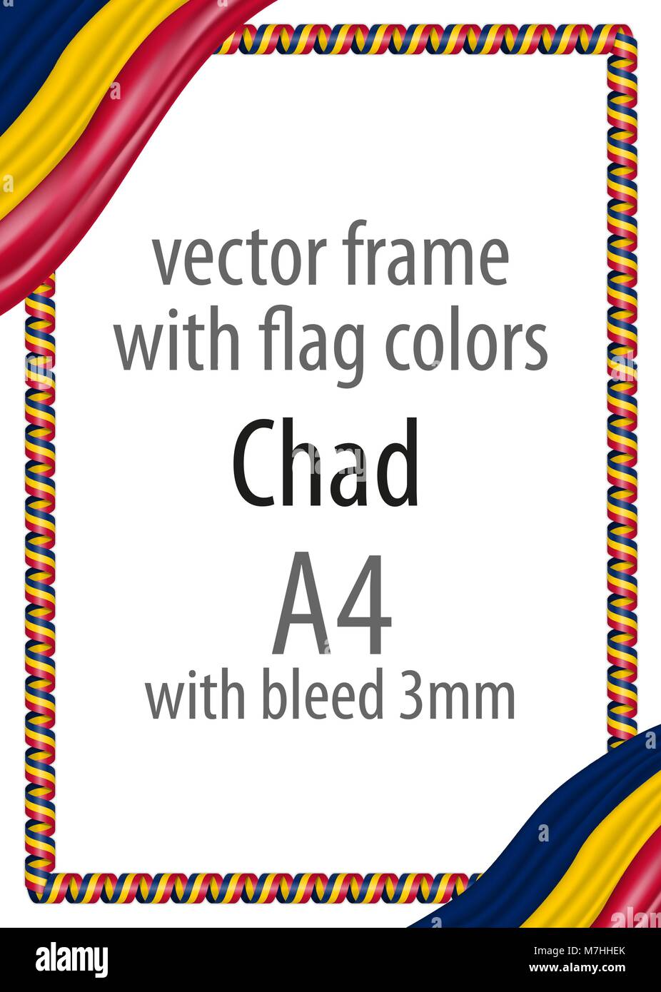 Frame and border of ribbon with the colors of the Chad flag Stock ...