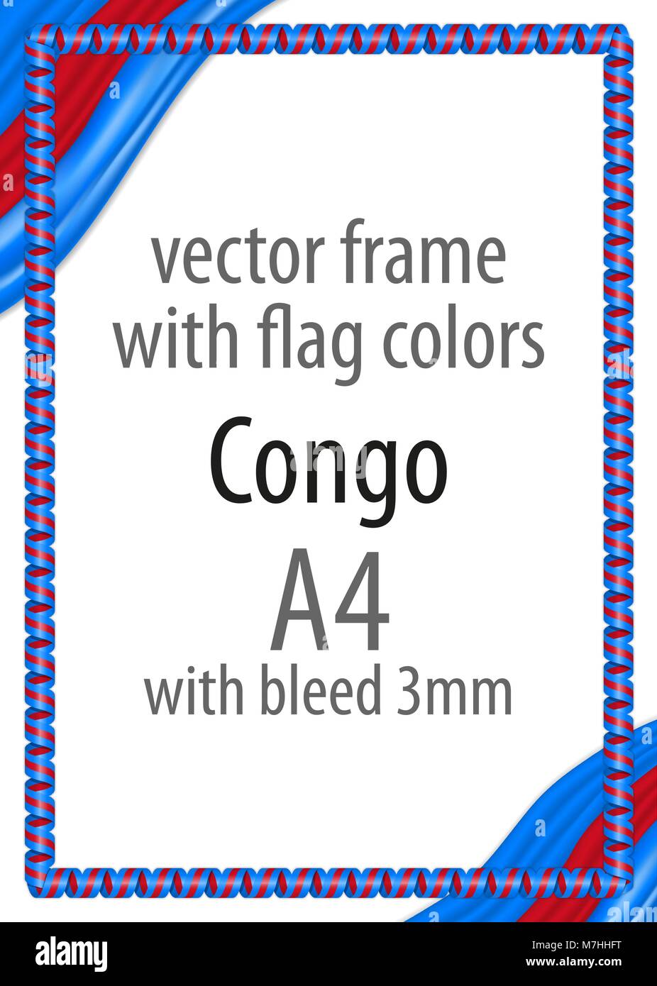 Frame and border of ribbon with the colors of the Congo flag Stock ...