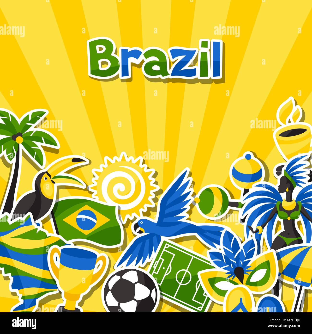 Brazil background with sticker objects and cultural symbols Stock ...