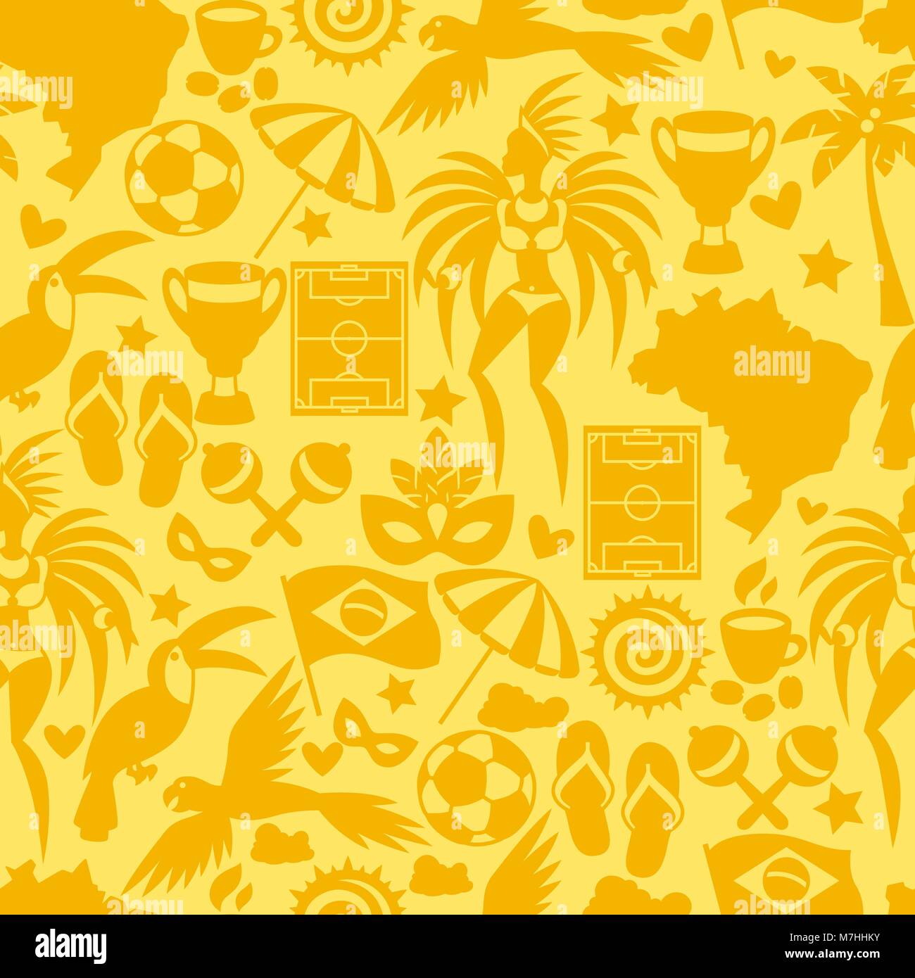 Brazil seamless pattern with stylized objects and cultural symbols ...