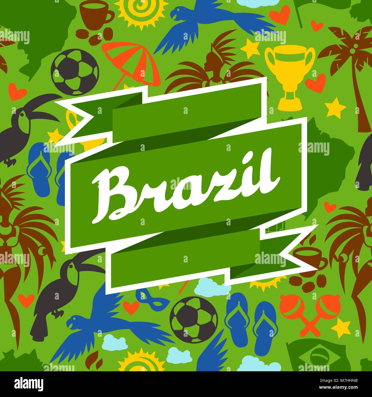 Brazil background with stylized objects and cultural symbols Stock ...
