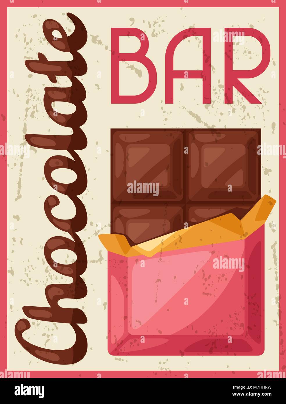 Poster with chocolate bar in retro style Stock Vector Image & Art - Alamy