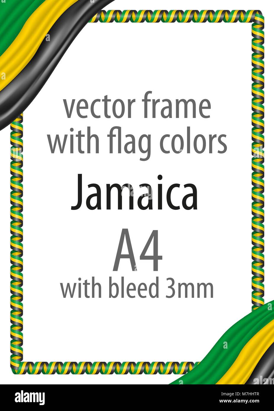 Frame and border of ribbon with the colors of the Jamaica flag Stock ...