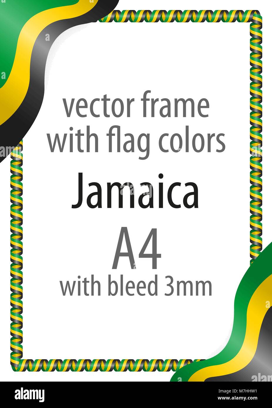 Frame and border of ribbon with the colors of the Jamaica flag Stock ...