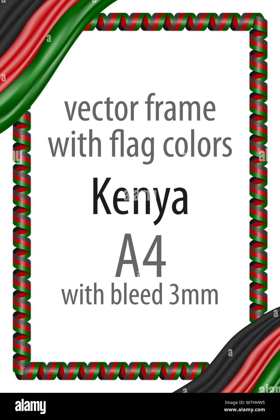Frame and border of ribbon with the colors of the Kenya flag Stock ...