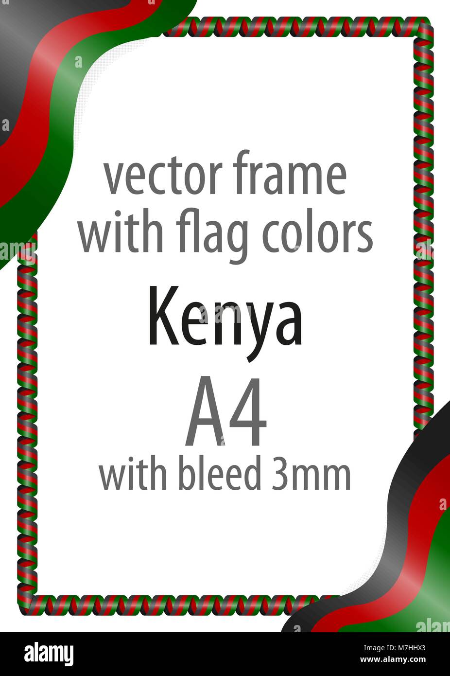 Frame and border of ribbon with the colors of the Kenya flag Stock ...