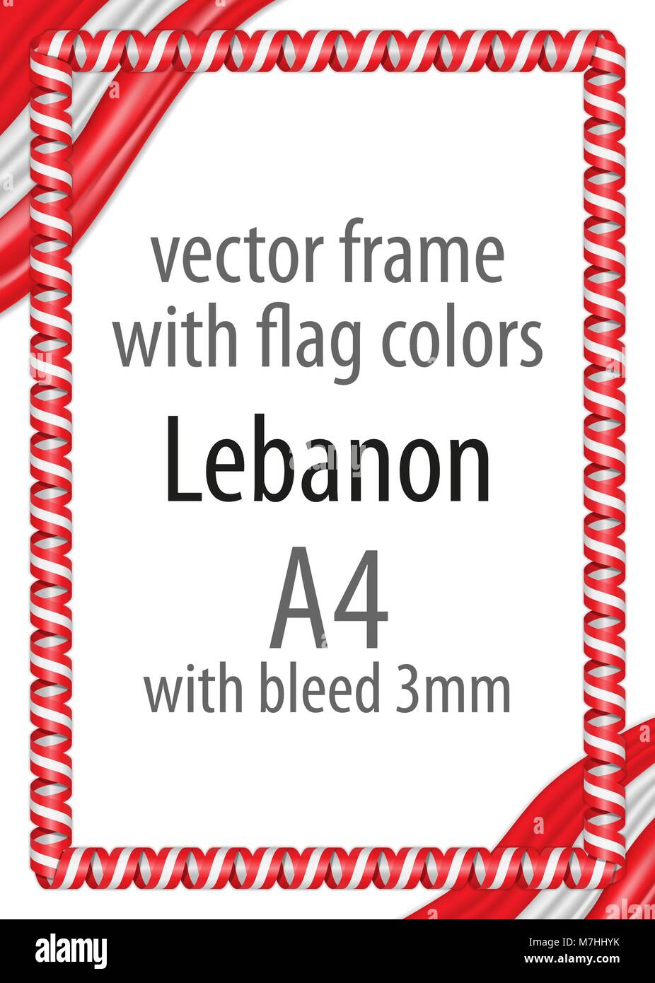 Frame and border of ribbon with the colors of the Lebanon flag Stock ...
